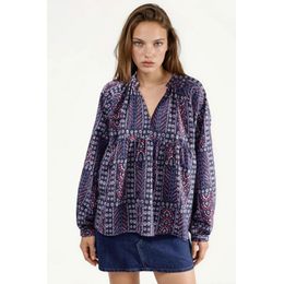 Bluse mit Ballon&auml;rmeln und Muster