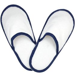 The One Towelling - Hausschuhe f&uuml;r Herren/Damen Unisex (Wei&szlig;/Dunkles Marineblau)