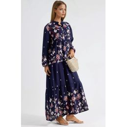 Gemustertes V-Ausschnitt Maxikleid