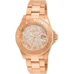 Invicta Angel 22708 Damenuhr - Quarzwerk - Edelstahl mit ros&eacute;goldenem Zifferblatt - 40 mm