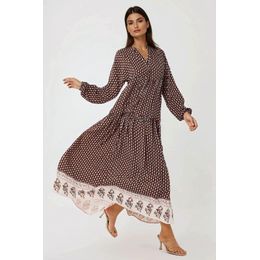 Gemustertes V-Ausschnitt Maxikleid