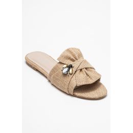 Daphne Raffia Bow Slide Sandale