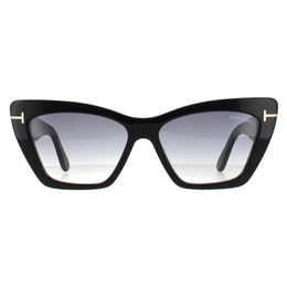 Tom Ford Cat Eye Womens Gl&auml;nzend Schwarz Grau Rauch Gradient