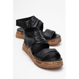 Lunas Leder Side-Zip Flach Absatz Sandale