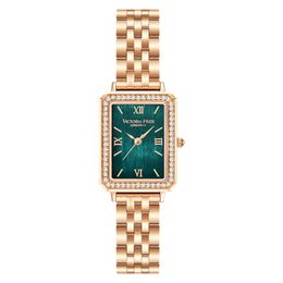 Victoria Hyde Westminster Rose Gold Gr&uuml;n Diamant Detail Damenuhr