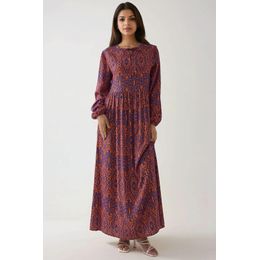 Bedrucktes A-Linien Maxikleid mit Rundhalsausschnitt