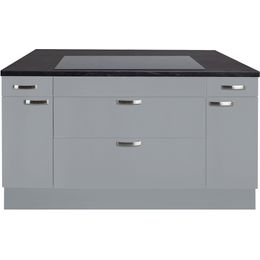K&uuml;cheninsel KOCHSTATION "KS-Cara", grau (k&uuml;che: grau, korpus: grau, arbeitsplatte: granit schwarz), B:150cm T:95cm, Komplettk&uuml;chen-Sets, mit Vollausz&uuml;gen und Soft-Close-Funktion, Stellbreite 150 x 95 cm