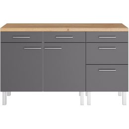 Pantryk&uuml;che Optifit "Lilly", schwarz (k&uuml;che: grau, front: anthrazit matt, korpus: anthrazit, arbeitsplatte: wildeichefarben), B:150cm H:90cm T:60cm, Komplettk&uuml;chen-Sets, Breite 150 cm