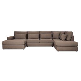 Wohnlandschaft OTTO HOME "Nivette, weiches Chenille", braun, B:386cm H:93cm T:220cm, 100% polyester, Sofas, Wohnlandschaft, Breite 386 cm, U-Form, bodentief, 6 Zierkissen inkl.