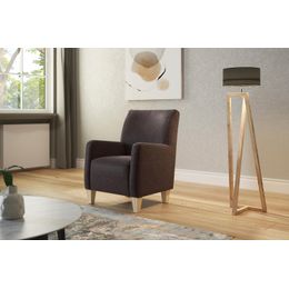 Sessel Home Affaire "Viva", braun, B:74cm H:93cm T:81cm, 100% Polyester, Sessel, Sessel, mit Federkern, mit Buchef&uuml;&szlig;en