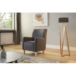 Sessel Home Affaire "Viva", grau (anthrazit), B:74cm H:93cm T:81cm, 100% Polyester, Sessel, Sessel, mit Federkern, mit Buchef&uuml;&szlig;en