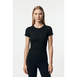 T-Shirt Converse "RIBBED SLIM T-SHIRT", Damen, Gr. XXL (44), schwarz (Converse schwarz), Jersey, Obermaterial: 95% Baumwolle, 5% Elasthan, unifarben, Rundhals, eingefasste Kante, Shirts T-Shirt