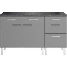 Pantryk&uuml;che Optifit "Lilly", grau (k&uuml;che: grau, front: basaltgrau, korpus: basalt grau, arbeitsplatte: schwarz stone), B:150cm H:90cm T:60cm, Komplettk&uuml;chen-Sets, Breite 150 cm