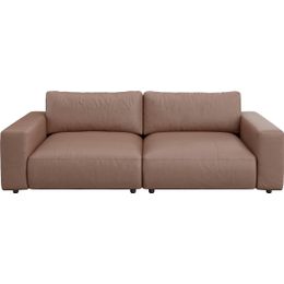 Big-Sofa Musterring "LUCIA Mega Sofa, hoher Sitzkomfort, Breite 252cm, Kontrastnaht", braun (hasel bax), B:252cm H:81cm T:124cm, Flachgewebe FLORIS (100% Polyester);Flachgewebe VALMONT (60% Baumwolle/ 40% Leinen);Microfaser CRONA (100% Polyester), Sofas, Big-Sofa, in vielen Qualit&auml;ten und 4 unterschiedlichen N&auml;hten, 2,5-Sitzer