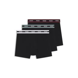 Trunk HUGO UNDERWEAR "BOXERBR TRIPL PLANET", Herren, Gr. M (50), schwarz 002, Jersey, Obermaterial: 95% Baumwolle, 5% Elasthan, Unterhosen, kontrastfarbener Bund mit Logo