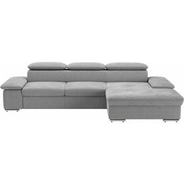 Sit & More Ecksofa SIT & MORE "Valantine L-Form, B: 286 cm", grau, B:286cm H:73cm T:174cm, 100% Polyester, Sofas, Ecksofa, mit Arm- & Kopfteilverstellung, optional mit Bettfunktion