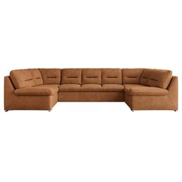 Wohnlandschaft mit Schlaffunktion Comodo orange Ma&szlig;e (cm): B: 340 H: 93 Sofas > Sofas nach Material > Stoffsofas &raquo; Sofa DE