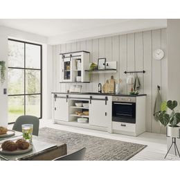 K&uuml;chenzeile Home Affaire "Sherwood", wei&szlig; (k&uuml;che: wei&szlig;, korpus: pinie wei&szlig;, arbeitsplatte: anthrazit), B:264cm T:64cm, Komplettk&uuml;chen-Sets, K&uuml;chenzeile, Breite 264 cm, mit Herdumbauschrank, ohne E-Ger&auml;te