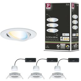 Paulmann LED Einbauleuchte "LED Einbauleuchte Nova Coin rund 84mm 50", wei&szlig;, 3, &Oslash; 8,4cm, 3 Stk., Leuchten, Memoryfunktion, Farbwechsler, Farbsteuerung, Dimmer, Smart Home