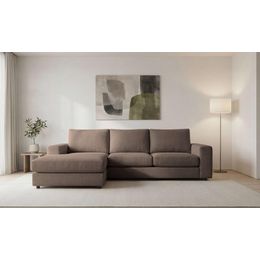 Ecksofa OTTO HOME "Nivette, weiches Chenille", braun, B:269cm H:93cm T:175cm, 100% polyester, Sofas, Ecksofa, Breite 269 cm, L-Form, bodentief, mit Wellenunterfederung