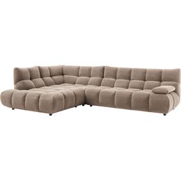 Ecksofa Home Affaire "Graceland, mit klappbarer Armlehne, Breite 324 cm", braun (taupe), B:324cm H:85cm T:211cm, 95% Polyester, 5% Nylon, Sofas, Ecksofa, mit eleganter Steppung, Rundumbezug & weicher Polsterung