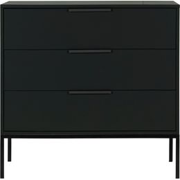 Kommode Woood "Adam mit geschliffenem Oberfl&auml;che und 3 Schubladen", schwarz, B:94cm H:93cm T:52cm, Holzwerkstoff, Sideboards, Kommode, Schubkasten-Kommode, B 94 cm x H 93 cm