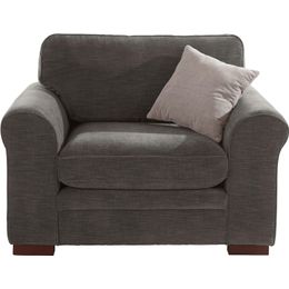 Sessel Home Affaire "Broughton", grau (anthrazit), B:128cm H:93cm T:95cm, 100% Polyester, Sessel, Sessel, weiche Polsterung, passend zur Serie "Broughton", in 3 Bezugsarten