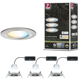 Paulmann LED Einbauleuchte "LED Einbauleuchte Nova Coin IP44 rund 78mm", silber (edelstahlfarben), 3, &Oslash; 7,8cm, 3 Stk., Leuchten, Memoryfunktion, Farbwechsler, Farbsteuerung, Dimmer, Smart Home