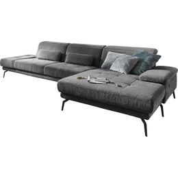 Recamiere DIE PLANBAR "MP-IN20126 L-Form mit Kaltschaum-Polsterung", grau (anthrazit), B:328cm H:82cm T:190cm, 100% Polyester, Sofas, Recamiere, mit Kopfteilverstellung, optional Sitztiefen- & Armteilverstellung