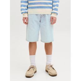 Jack & Jones Shorts JACK & JONES JUNIOR "JJIALEX JJORIGINAL SHORTS SQ 171 SN JNR", M&auml;dchen, Gr. 140, N-Gr, blau denim, Denim/Jeans, Obermaterial: 100% Baumwolle, leichte Abriebeffekte, relaxed fit kniebedeckend, Hosen Shorts, Baumwolle, relaxed fit