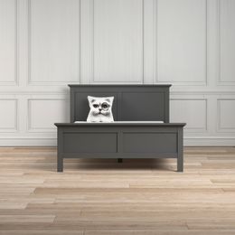Bett Home Affaire "Paris Bettgestell, Doppelbett", grau (matt grau), B:178,8cm H:110cm L:210,8cm, Betten, Bett, mit Kassetten-Optik an Kopf- und Fu&szlig;teil