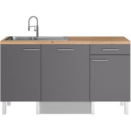 Pantryk&uuml;che Optifit "Lilly", schwarz (k&uuml;che: grau, front: anthrazit matt, korpus: anthrazit, arbeitsplatte: wildeichefarben), B:160cm H:90cm T:60cm, Komplettk&uuml;chen-Sets, Breite 160 cm, wahlweise mit E-Ger&auml;ten
