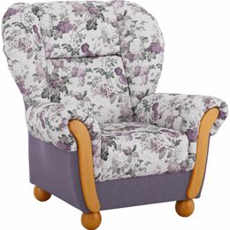 Sessel Home Affaire "Milano, bequemer Ohrensessel im Landhaus-Stil", lila (flieder, flieder gebl&uuml;mt), B:99cm H:107cm T:89cm, Chenille (70% Polyacryl, 30% Polyester);Chenille (70% Polyacryl, 30% Polyester) auf Korpus und Zierkissen, Sitz und R&uuml;cken im Blumenmuster &raquo;Paradise&laquo; (100% Polyester), Sessel, Sessel, Hochlehnsessel