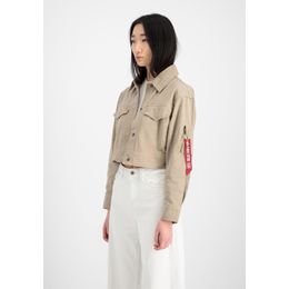 Bomberjacke Alpha Industries "Deck Jacket Cropped Wmn", Damen, Gr. S, beige (vintage sand), Obermaterial: 100% Baumwolle, Jacken Bomberjacke