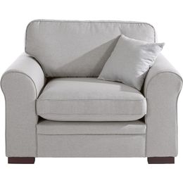 Sessel Home Affaire "Broughton", blau (eis), B:128cm H:93cm T:95cm, 100% Polyester, Sessel, Sessel, weiche Polsterung, passend zur Serie "Broughton", in 3 Bezugsarten