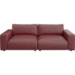 Big-Sofa Musterring "LUCIA Mega Sofa, hoher Sitzkomfort, Breite 252cm, Kontrastnaht", rot (karminrot bax), B:252cm H:81cm T:124cm, Flachgewebe FLORIS (100% Polyester);Flachgewebe VALMONT (60% Baumwolle/ 40% Leinen);Microfaser CRONA (100% Polyester), Sofas, Big-Sofa, in vielen Qualit&auml;ten und 4 unterschiedlichen N&auml;hten, 2,5-Sitzer