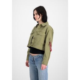 Bomberjacke Alpha Industries "Deck Jacket Cropped Wmn", Damen, Gr. M, gr&uuml;n (olive), Obermaterial: 100% Baumwolle, Jacken Bomberjacke