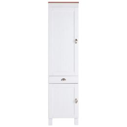 Hochschrank Home Affaire "Oslo", gelb (cremefarben, honigfarben), B:50cm H:205cm T:50cm, Massivholz, Schr&auml;nke, Hochschrank, 50 cm breit, in 2 Tiefen, 2 T&uuml;ren, 1 Schublade, aus massiver Kiefer