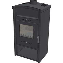 Kaminofen "Ulisse", Exklusiv,Aufstellort in deinem Zuhause", schwarz, Kamin&ouml;fen, mit Holz- und Warmhaltefach, nur 80 Kg leicht