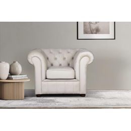 Sessel Home Affaire "CHARENTE, Chesterfield, Wellenfederung, Ma&szlig;e B/T/H: 105/89/74 cm", beige (creme), B:105cm H:74cm T:89cm, 100% Polyester, Sessel, Sessel, mit edler Knopfheftung und typischen Armlehnen