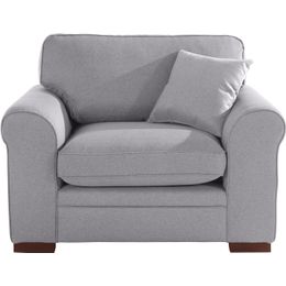 Sessel Home Affaire "Broughton", silber, B:128cm H:93cm T:95cm, 100% Polyester, Sessel, Sessel, weiche Polsterung, passend zur Serie "Broughton", in 3 Bezugsarten