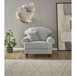 Sessel Home Affaire "WESTMINSTER", grau (lichtgrau), B:110cm H:95cm T:100cm, 92% Polyester / 8% Nylon, Sessel, Sessel, mit Federkern-Polsterung