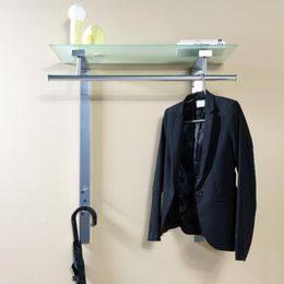 Garderobenleiste SPINDER DESIGN, silber, B:80cm H:90cm T:33cm, Glas, Metall, Garderobenhalter, Metall, Funktional, 33 cm tief