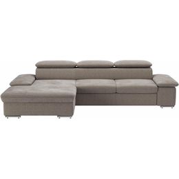 Sit & More Ecksofa SIT & MORE "Valantine L-Form, B: 286 cm", grau (stone), B:286cm H:73cm T:174cm, 100% Polyester, Sofas, Ecksofa, mit Arm- & Kopfteilverstellung, optional mit Bettfunktion