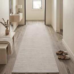 Teppich Sehrazat "LIMA, auch als L&auml;ufer", beige (hellgrau beige), B:80cm H:10mm L:300cm, Polyester, Polypropylen, Teppiche, Teppich, Kurzflor, Linienstruktur, leichter Glanz, Wohnzimmer