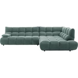 Ecksofa Home Affaire "Graceland, mit klappbarer Armlehne, Breite 324 cm", gr&uuml;n, B:324cm H:85cm T:211cm, 95% Polyester, 5% Nylon, Sofas, Ecksofa, mit eleganter Steppung, Rundumbezug & weicher Polsterung