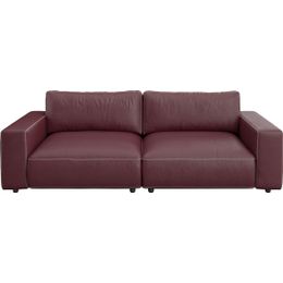 Big-Sofa Musterring "LUCIA Mega Sofa, hoher Sitzkomfort, Breite 252cm, Kontrastnaht", rot (cherry puro), B:252cm H:81cm T:124cm, Flachgewebe FLORIS (100% Polyester);Flachgewebe VALMONT (60% Baumwolle/ 40% Leinen);Microfaser CRONA (100% Polyester), Sofas, Big-Sofa, in vielen Qualit&auml;ten und 4 unterschiedlichen N&auml;hten, 2,5-Sitzer