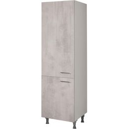 Hochschrank Nobilia "Riva", Ausrichtung w&auml;hlbar, mit zwei T&uuml;ren, vormontiert", grau (front: betongrau nachbildung, korpus: steingrau), B:60cm H:216,6cm T:58,3cm, Schr&auml;nke, Hochschrank, Breite/H&ouml;he: 60/216,6 cm