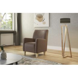 Sessel Home Affaire "Viva", braun (nougat), B:74cm H:93cm T:81cm, 100% Polyester, Sessel, Sessel, mit Federkern, mit Buchef&uuml;&szlig;en