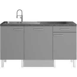 Pantryk&uuml;che Optifit "Lilly", grau (k&uuml;che: grau, front: basaltgrau, korpus: basalt grau, arbeitsplatte: schwarz stone), B:160cm H:90cm T:60cm, Komplettk&uuml;chen-Sets, Breite 160 cm, wahlweise mit E-Ger&auml;ten